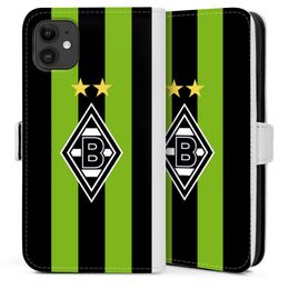DeinDesign iPhone 11 Handy Klapph&uuml;lle Handyh&uuml;lle aus Kunst Leder wei&szlig; Flip Case Stripes Borussia M&ouml;nchengladbach Gladbach Sideflip mit Lasche