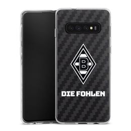 DeinDesign Galaxy S10 Plus Handy Silikon H&uuml;lle Case transparent Handyh&uuml;lle Borussia M&ouml;nchengladbach Carbon Gladbach Silikon Case