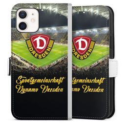 DeinDesign iPhone 12 Handy Klapph&uuml;lle Handyh&uuml;lle aus Kunst Leder wei&szlig; Flip Case Sgd Sg Dynamo Dresden Official Licensed Product Sideflip mit Lasche