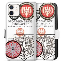 DeinDesign iPhone 12 Handy Klapph&uuml;lle Handyh&uuml;lle aus Kunst Leder wei&szlig; Flip Case Retro Eintracht Frankfurt Official Licensed Product Sideflip mit Lasche
