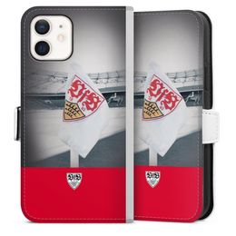 DeinDesign iPhone 12 Handy Klapph&uuml;lle Handyh&uuml;lle aus Kunst Leder wei&szlig; Flip Case Vfb Stuttgart Bundesliga Official Licensed Product Sideflip mit Lasche
