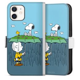 DeinDesign iPhone 12 Handy Klapph&uuml;lle Handyh&uuml;lle aus Kunst Leder wei&szlig; Flip Case Peanuts Children Snoopy Sideflip mit Lasche