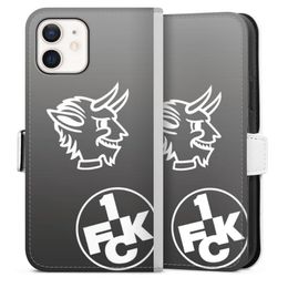 DeinDesign iPhone 12 Handy Klapph&uuml;lle Handyh&uuml;lle aus Kunst Leder wei&szlig; Flip Case Logo 1. Fck 1. Fc Kaiserslautern Sideflip mit Lasche