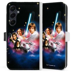 DeinDesign Galaxy A55 5G Handy Klapph&uuml;lle Handyh&uuml;lle aus Kunst Leder wei&szlig; Flip Case Star Wars Lightsaber Merchandise Sideflip mit Lasche