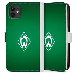 DeinDesign iPhone 11 Handy Klapph&uuml;lle Handyh&uuml;lle aus Kunst Leder wei&szlig; Flip Case Merchandise Sv Werder Bremen Logo Sideflip mit Lasche