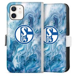 DeinDesign iPhone 12 Handy Klapph&uuml;lle Handyh&uuml;lle aus Kunst Leder wei&szlig; Flip Case Logo Fc Schalke 04 Merchandise Sideflip mit Lasche
