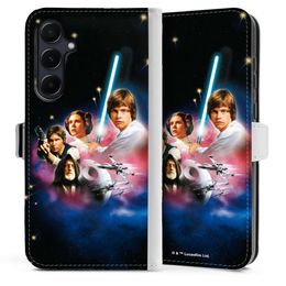 DeinDesign Galaxy A35 5G Handy Klapph&uuml;lle Handyh&uuml;lle aus Kunst Leder wei&szlig; Flip Case Star Wars Lightsaber Merchandise Sideflip mit Lasche