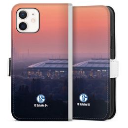 DeinDesign iPhone 12 Handy Klapph&uuml;lle Handyh&uuml;lle aus Kunst Leder wei&szlig; Flip Case Fc Schalke 04 Official Licensed Product Stadium Sideflip mit Lasche