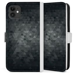 DeinDesign iPhone 11 Handy Klapph&uuml;lle Handyh&uuml;lle aus Kunst Leder wei&szlig; Flip Case Muster Black Triangle Sideflip mit Lasche