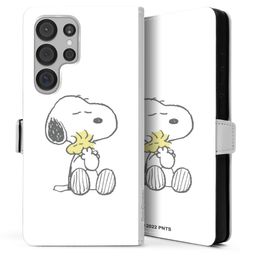 DeinDesign Galaxy S25 Ultra Handy Klapph&uuml;lle Handyh&uuml;lle aus Kunst Leder wei&szlig; Flip Case Snoopy Love Peanuts Sideflip mit Lasche