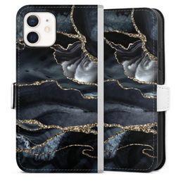 DeinDesign iPhone 12 Handy Klapph&uuml;lle Handyh&uuml;lle aus Kunst Leder wei&szlig; Flip Case Marble Trends Glitzer Sideflip mit Lasche