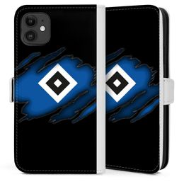 DeinDesign iPhone 11 Handy Klapph&uuml;lle Handyh&uuml;lle aus Kunst Leder wei&szlig; Flip Case Official Licensed Product Hsv Hamburger Sv Sideflip mit Lasche