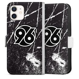 DeinDesign iPhone 12 Handy Klapph&uuml;lle Handyh&uuml;lle aus Kunst Leder wei&szlig; Flip Case Hannover 96 H96 Official Licensed Product Sideflip mit Lasche