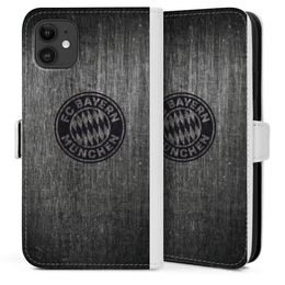 DeinDesign iPhone 11 Handy Klapph&uuml;lle Handyh&uuml;lle aus Kunst Leder wei&szlig; Flip Case Fcb Metallic Look Fc Bayern M&uuml;nchen Sideflip mit Lasche