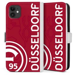 DeinDesign iPhone 11 Handy Klapph&uuml;lle Handyh&uuml;lle aus Kunst Leder wei&szlig; Flip Case Lettering F95 Fortuna D&uuml;sseldorf Sideflip mit Lasche