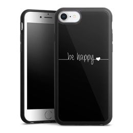 DeinDesign iPhone SE (2020) Handy Gallery Case Handyh&uuml;lle 9H Geh&auml;rtetes Glas R&uuml;ckseite H&uuml;lle Sayings Happiness Statement Gallery Case