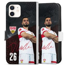 DeinDesign iPhone 12 Handy Klapph&uuml;lle Handyh&uuml;lle aus Kunst Leder wei&szlig; Flip Case Vfb Stuttgart Official Licensed Product Deniz Undav Sideflip mit Lasche