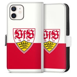 DeinDesign iPhone 12 Handy Klapph&uuml;lle Handyh&uuml;lle aus Kunst Leder wei&szlig; Flip Case Logo Official Licensed Product Vfb Stuttgart Sideflip mit Lasche