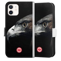 DeinDesign iPhone 12 Handy Klapph&uuml;lle Handyh&uuml;lle aus Kunst Leder wei&szlig; Flip Case European Cup Official Licensed Product Eintracht Frankfurt Sideflip mit Lasche
