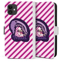 DeinDesign iPhone 11 Handy Klapph&uuml;lle Handyh&uuml;lle aus Kunst Leder wei&szlig; Flip Case Disney Grinning Cat Alice In Wonderland Sideflip mit Lasche