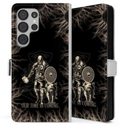 DeinDesign Galaxy S25 Ultra Handy Klapph&uuml;lle Handyh&uuml;lle aus Kunst Leder wei&szlig; Flip Case Tv Show Designs Wikinger Vikings Sideflip mit Lasche