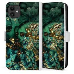 DeinDesign iPhone 11 Handy Klapph&uuml;lle Handyh&uuml;lle aus Kunst Leder wei&szlig; Flip Case Muster Glitzer Marble Sideflip mit Lasche
