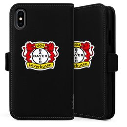 DeinDesign iPhone X Handy Klapph&uuml;lle Handyh&uuml;lle aus Kunst Leder schwarz Flip Case Logo Bayer 04 Leverkusen Official Licensed Product Sideflip mit langer Lasche