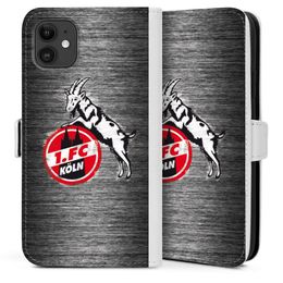 DeinDesign iPhone 11 Handy Klapph&uuml;lle Handyh&uuml;lle aus Kunst Leder wei&szlig; Flip Case Official Licensed Product Metallic Look 1. Fc K&ouml;ln Sideflip mit Lasche