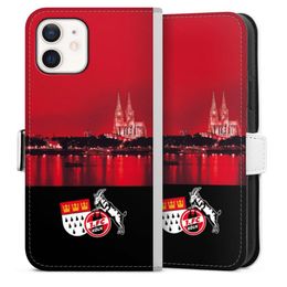 DeinDesign iPhone 12 Handy Klapph&uuml;lle Handyh&uuml;lle aus Kunst Leder wei&szlig; Flip Case Official Licensed Product 1. Fc K&ouml;ln Skyline Sideflip mit Lasche