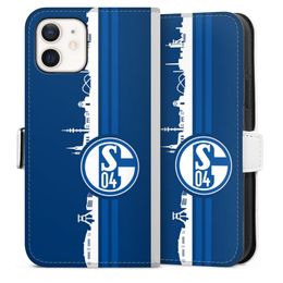 DeinDesign iPhone 12 Handy Klapph&uuml;lle Handyh&uuml;lle aus Kunst Leder wei&szlig; Flip Case Official Licensed Product Skyline Fc Schalke 04 Sideflip mit Lasche