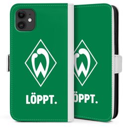 DeinDesign iPhone 11 Handy Klapph&uuml;lle Handyh&uuml;lle aus Kunst Leder wei&szlig; Flip Case Sv Werder Bremen Statement Official Licensed Product Sideflip mit Lasche