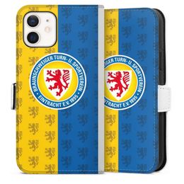 DeinDesign iPhone 12 Handy Klapph&uuml;lle Handyh&uuml;lle aus Kunst Leder wei&szlig; Flip Case Logo Eintracht Braunschweig Official Licensed Product Sideflip mit Lasche