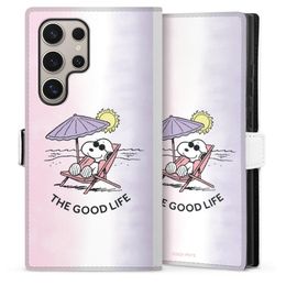 DeinDesign Galaxy S24 Ultra Handy Klapph&uuml;lle Handyh&uuml;lle aus Kunst Leder wei&szlig; Flip Case Snoopy Official Licensed Product Peanuts Sideflip mit Lasche