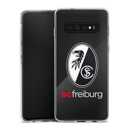 DeinDesign Galaxy S10 Plus Handy Silikon H&uuml;lle Case transparent Handyh&uuml;lle Sc Freiburg Lettering Logo Silikon Case