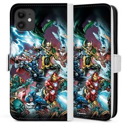 DeinDesign iPhone 11 Handy Klapph&uuml;lle Handyh&uuml;lle aus Kunst Leder wei&szlig; Flip Case Avengers Marvel Comic Sideflip mit Lasche