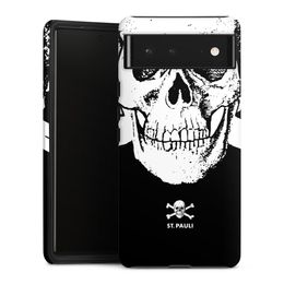 DeinDesign Google Pixel 6 Handy Panzer Handyh&uuml;lle robuste Outdoor H&uuml;lle Schutzh&uuml;lle matt Totenkopf Fc St. Pauli Official Licensed Product Tough Case