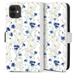 DeinDesign iPhone 11 Handy Klapph&uuml;lle Handyh&uuml;lle aus Kunst Leder wei&szlig; Flip Case Flowers Muster Flower Sideflip mit Lasche