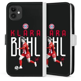 DeinDesign iPhone 11 Handy Klapph&uuml;lle Handyh&uuml;lle aus Kunst Leder wei&szlig; Flip Case Fc Bayern M&uuml;nchen Klara B&uuml;hl Official Licensed Product Sideflip mit Lasche