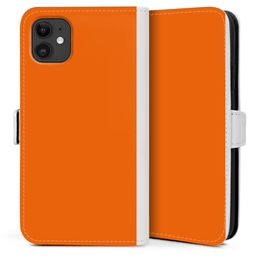 DeinDesign iPhone 11 Handy Klapph&uuml;lle Handyh&uuml;lle aus Kunst Leder wei&szlig; Flip Case Orange Unicoloured Colour Sideflip mit Lasche