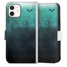 DeinDesign iPhone 12 Handy Klapph&uuml;lle Handyh&uuml;lle aus Kunst Leder wei&szlig; Flip Case Fish Water Turquoise Sideflip mit Lasche