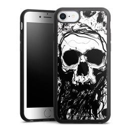 DeinDesign iPhone SE (2020) Handy Gallery Case Handyh&uuml;lle 9H Geh&auml;rtetes Glas R&uuml;ckseite H&uuml;lle Halloween Totenkopf Skulls Gallery Case