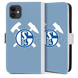 DeinDesign iPhone 11 Handy Klapph&uuml;lle Handyh&uuml;lle aus Kunst Leder wei&szlig; Flip Case Bundesliga Stripes Fc Schalke 04 Sideflip mit Lasche
