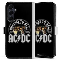 DeinDesign Galaxy A35 5G Handy Klapph&uuml;lle Handyh&uuml;lle aus Kunst Leder wei&szlig; Flip Case Acdc Official Licensed Product Rock Sideflip mit Lasche