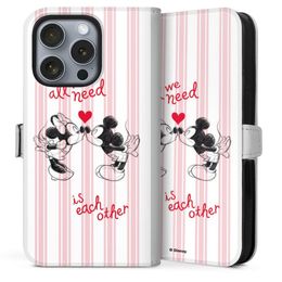 DeinDesign iPhone 16 Pro Max Handy Klapph&uuml;lle Handyh&uuml;lle aus Kunst Leder wei&szlig; Flip Case Love Disney Sideflip mit Lasche