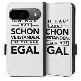 DeinDesign Google Pixel 9 Handy Klapph&uuml;lle Handyh&uuml;lle aus Kunst Leder schwarz Flip Case Spruch Sayings Statement Sideflip mit Lasche