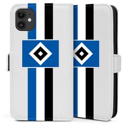 DeinDesign iPhone 11 Handy Klapph&uuml;lle Handyh&uuml;lle aus Kunst Leder wei&szlig; Flip Case Hamburger Sv Transparent Hsv Sideflip mit Lasche