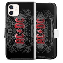 DeinDesign iPhone 12 Handy Klapph&uuml;lle Handyh&uuml;lle aus Kunst Leder wei&szlig; Flip Case Merchandise Black Ice Acdc Sideflip mit Lasche