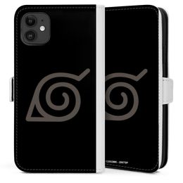 DeinDesign iPhone 11 Handy Klapph&uuml;lle Handyh&uuml;lle aus Kunst Leder wei&szlig; Flip Case Naruto Shippuden Konoha Logo Sideflip mit Lasche