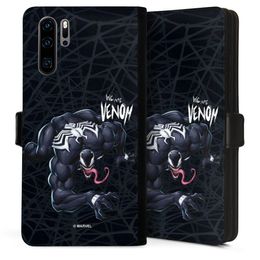 DeinDesign Huawei P30 Pro Handy Klapph&uuml;lle Handyh&uuml;lle aus Kunst Leder schwarz Flip Case Marvel Venom Spiderman Sideflip mit langer Lasche