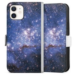 DeinDesign iPhone 12 Handy Klapph&uuml;lle Handyh&uuml;lle aus Kunst Leder wei&szlig; Flip Case Galaxy Weltall Weltraum Sideflip mit Lasche
